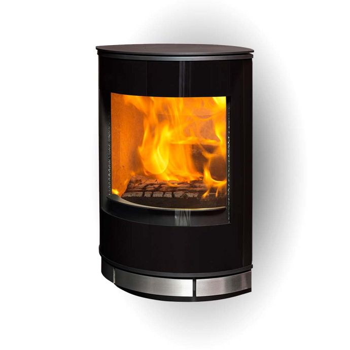 Small wall-mounted wood stove in black or stainless steel | Elegance ...